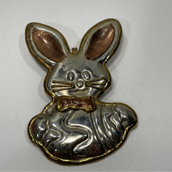 Jewelry | Large 3 Metal Bunny Rabbit Brooch Pendent Artisan Hand ...